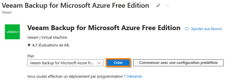 Installation et configuration de Veeam Backup for Azure