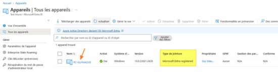 Inscription des appareils dans Microsoft Entra ID (Azure AD)