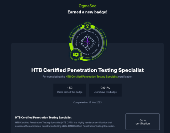 Mon retour d'expérience sur la certification CPTS (Hack The box)