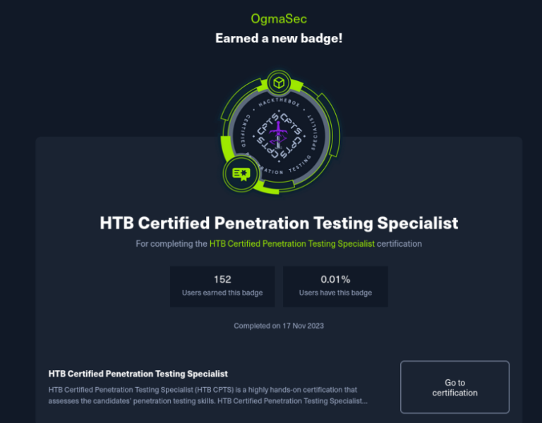Mon retour d'expérience sur la certification CPTS (Hack The box)