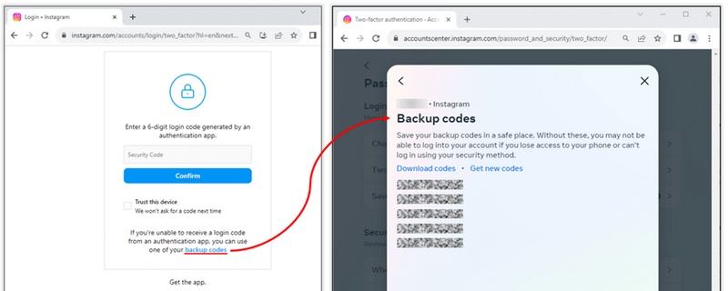Ce phishing cible les codes de secours 2FA des utilisateurs d'Instagram
