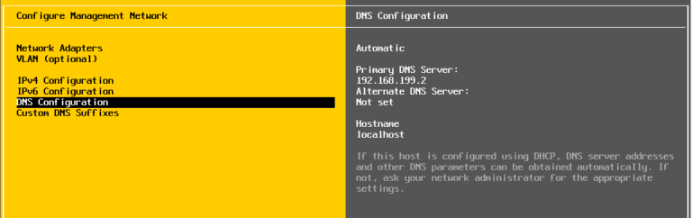 VMware ESXi 8.0 - Configurer le réseau avec l'interface DCUI