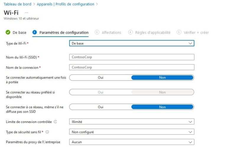 Intune et les profils de configuration des appareils