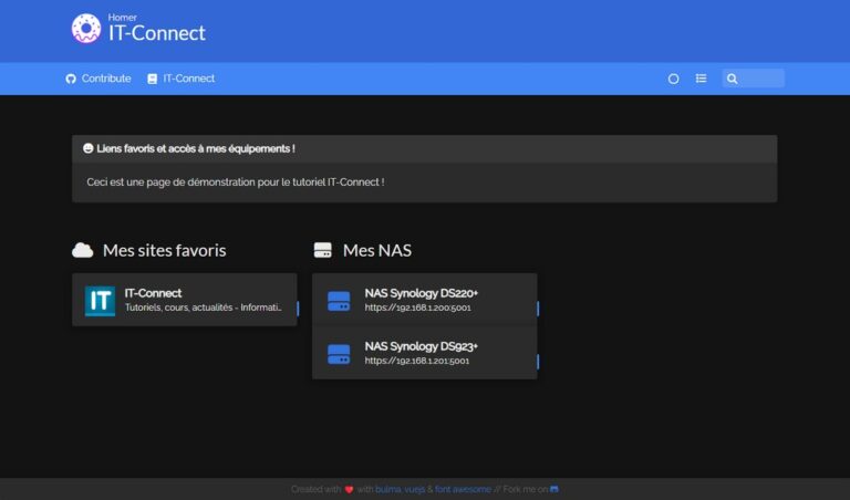 NAS Synology - Déployer un tableau de bord avec Homer