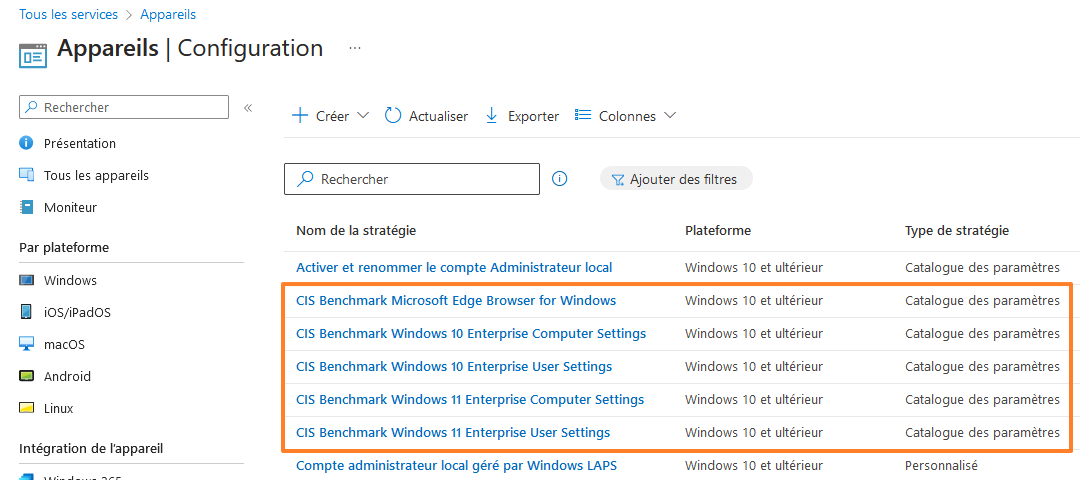 Exporter, importer et documenter des configurations Intune