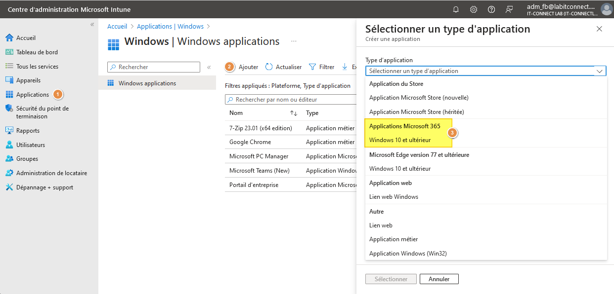 Intune - Déployer Microsoft 365 Apps sur Windows