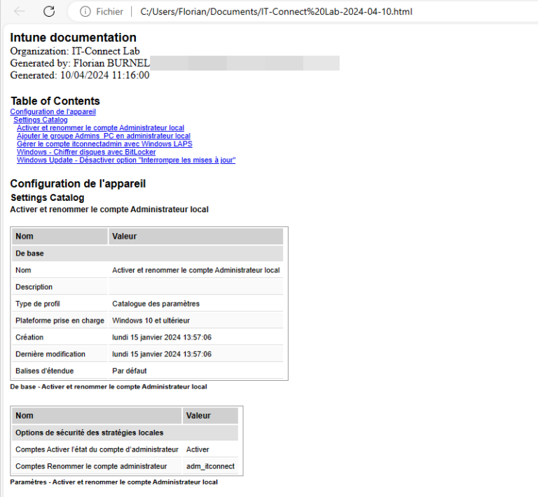 Exporter, importer et documenter des configurations Intune