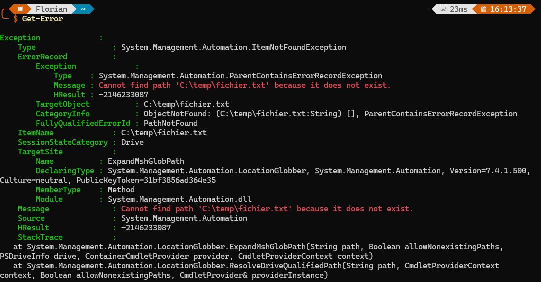 Le fonctionnement des erreurs avec PowerShell