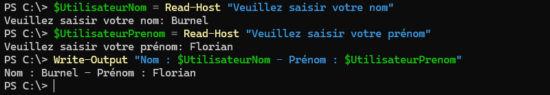 PowerShell - Saisie utilisateur interactive avec Read-Host