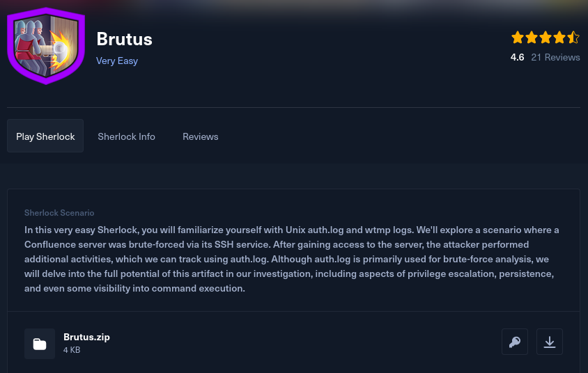 Hack the box - Sherlocks : découverte et solution de Brutus