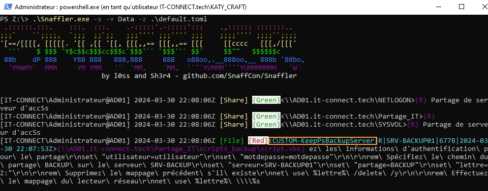 Snaffler - Rechercher des informations sensibles dans les partages