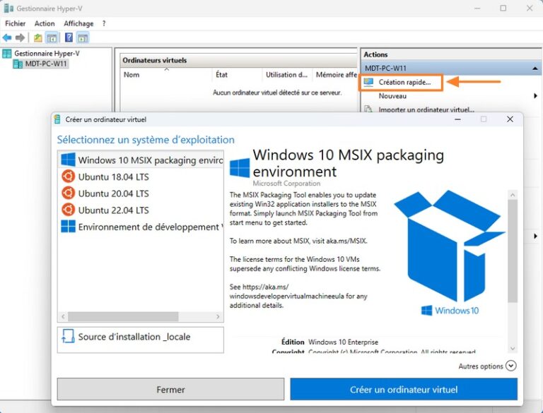 Installer Hyper-V sur Windows 11 ou Windows 10