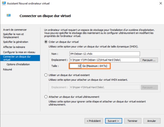 Hyper-V : comment créer une VM Debian (Linux)