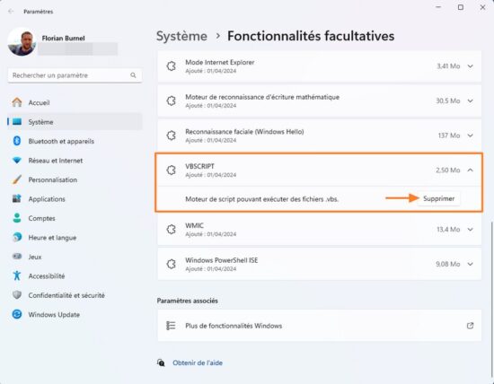 Comment désinstaller VBScript sur Windows 11