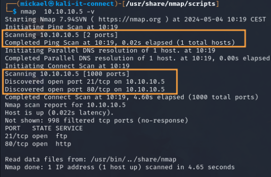 Comment gérer les données de sortie de Nmap