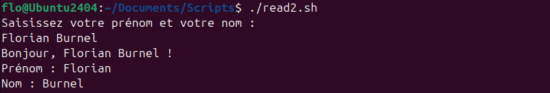 Script Bash : comment lire la saisie d'un utilisateur
