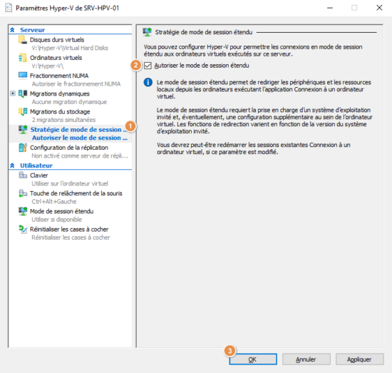 Hyper-V - Activer et utiliser le mode de session étendu