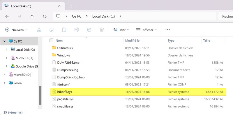 Windows 11 : comment supprimer le fichier hiberfil.sys