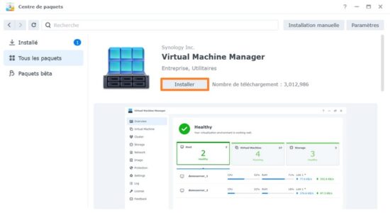 Installer et utiliser Synology Virtual Machine Manager