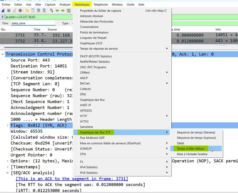 Découverte du RTT réseau et analyse avec Wireshark