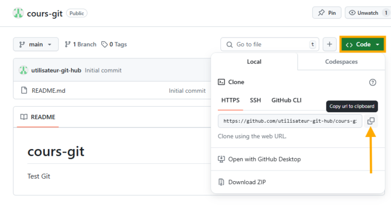 Travailler en local sur un dépôt GitHub avec Git