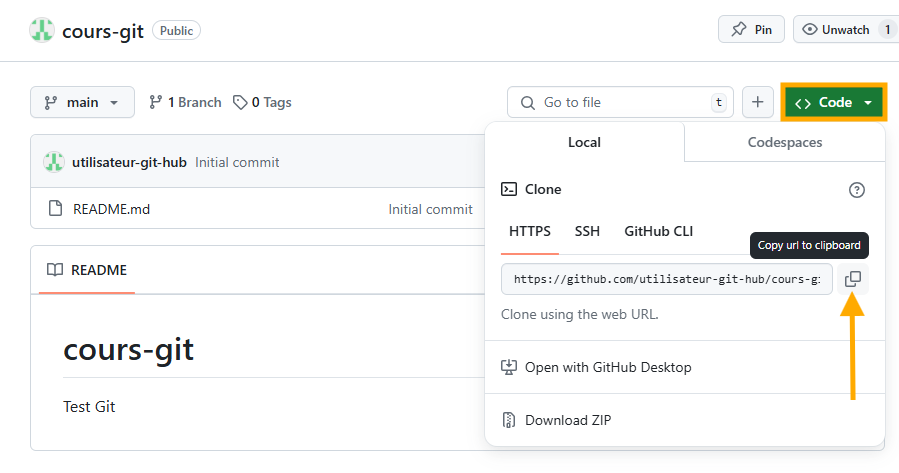 Travailler en local sur un dépôt GitHub avec Git