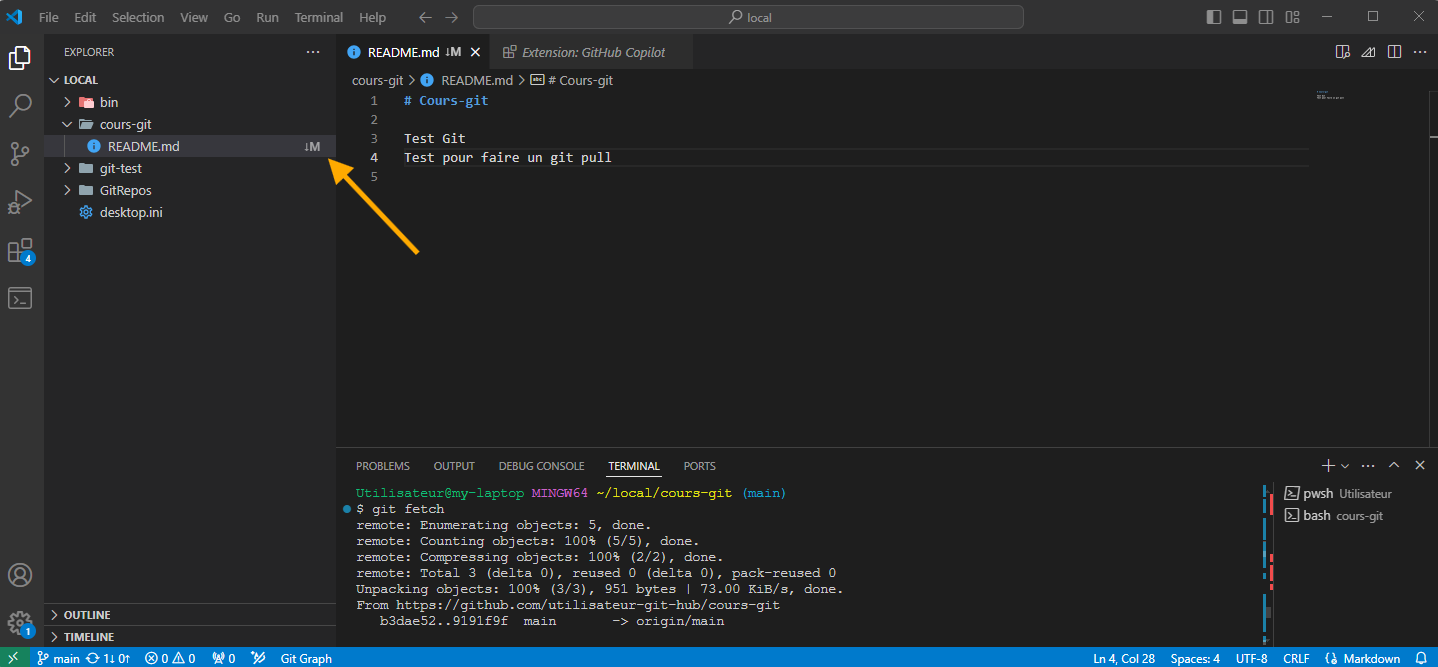 Travailler en local sur un dépôt GitHub avec Git