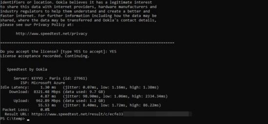 Effectuer un test de débit Internet avec PowerShell
