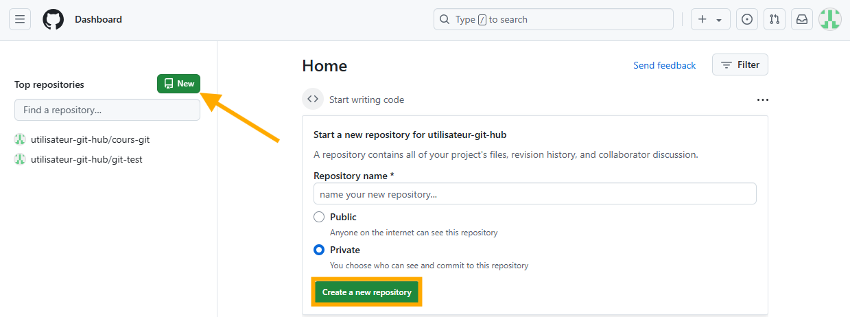 Configurer un dépôt Git local pour utiliser un dépôt GitHub