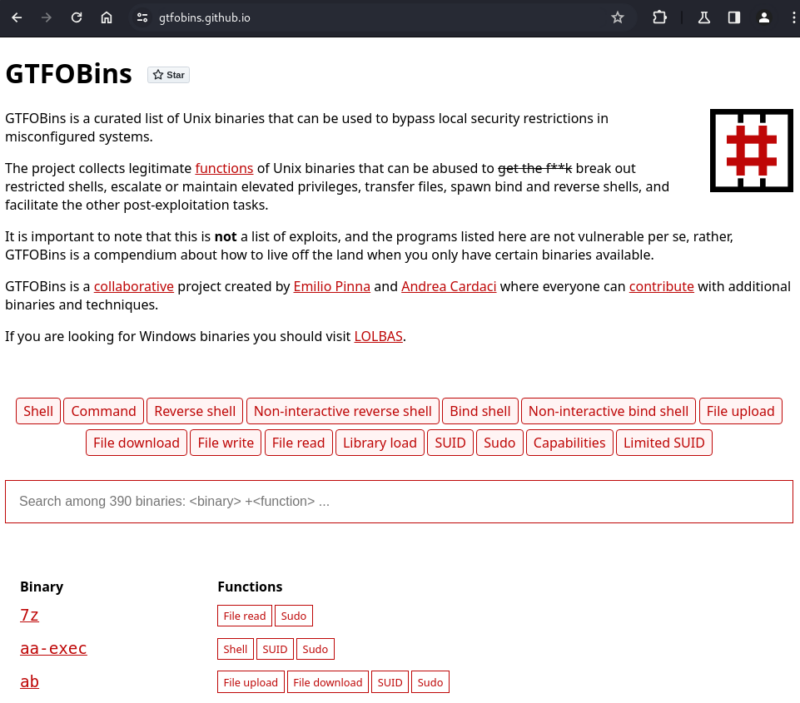 GTFOBins : éviter les erreurs de configuration Linux