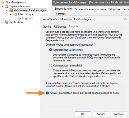 Windows Server 2025 - Configurer un espace de noms DFS