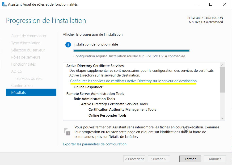 Installation du répondeur en ligne (OSCP) - Windows Server