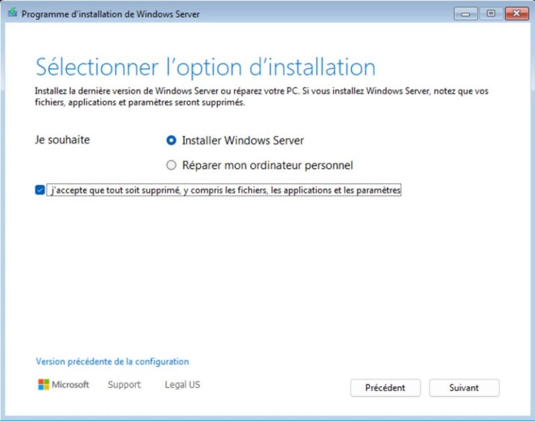 Installation pas à pas de Windows Server 2025
