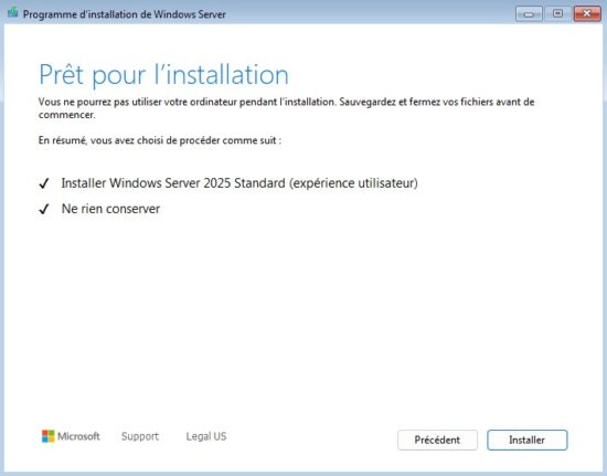 Installation pas à pas de Windows Server 2025