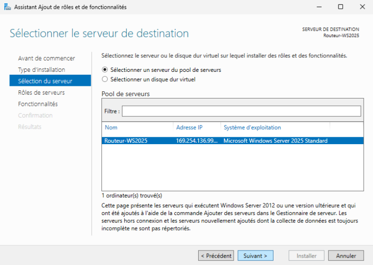 Installation d'un routeur avec Windows Server 2025