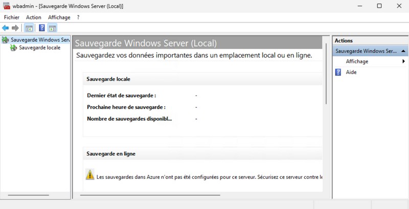 Comment sauvegarder Windows Server avec l'outil intégré