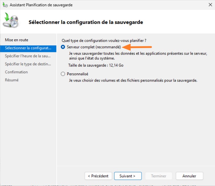Comment sauvegarder Windows Server avec l'outil intégré