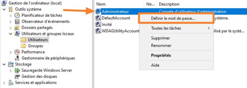 Modifier le mot de passe Administrateur de Windows Server