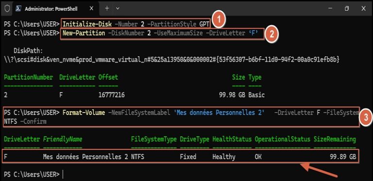 Windows : créer un volume avec Diskpart ou PowerShell