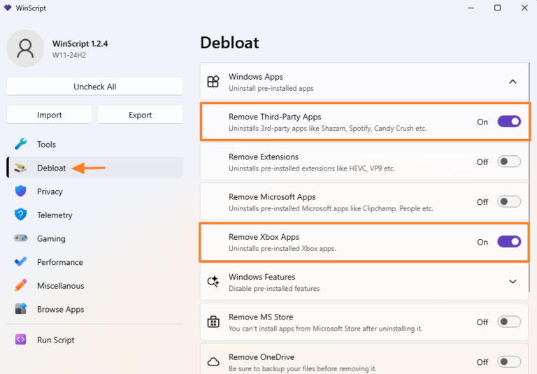 Debloat Windows 11 facilement avec WinScript