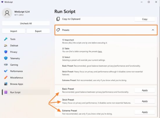 Debloat Windows 11 facilement avec WinScript