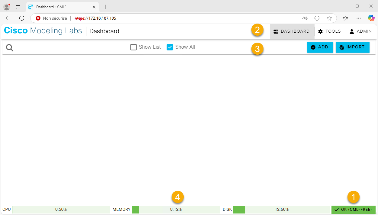 Prise en main de Cisco Modeling Labs Free (CML)