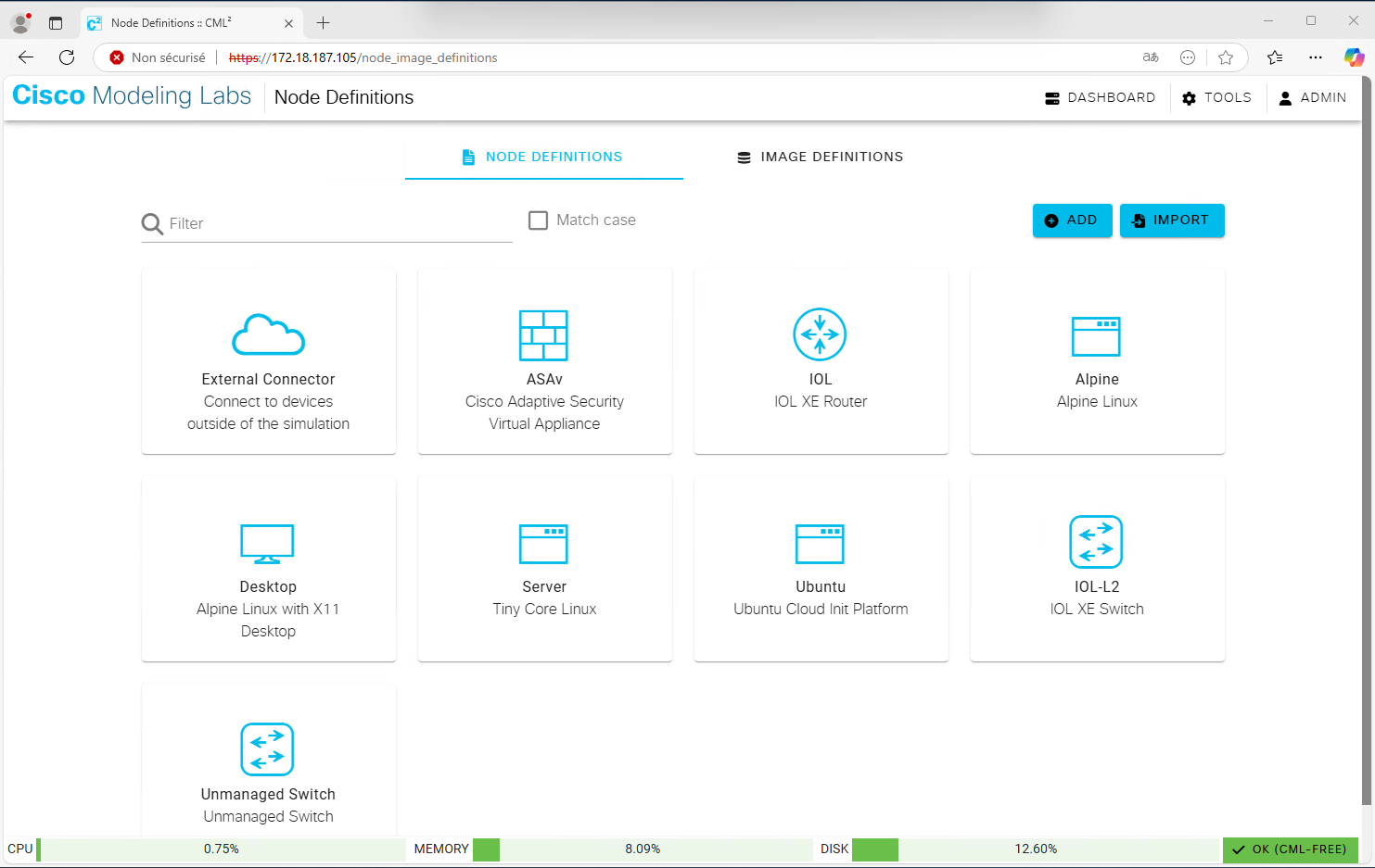 Prise en main de Cisco Modeling Labs Free (CML)