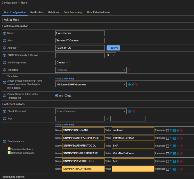 Centreon : supervision de serveurs Linux avec SNMPv3