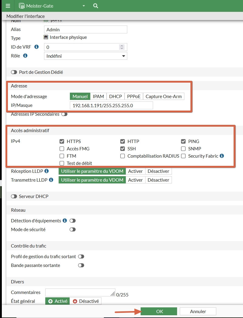 Pare-feu FortiGate : configurer une interface réseau physique