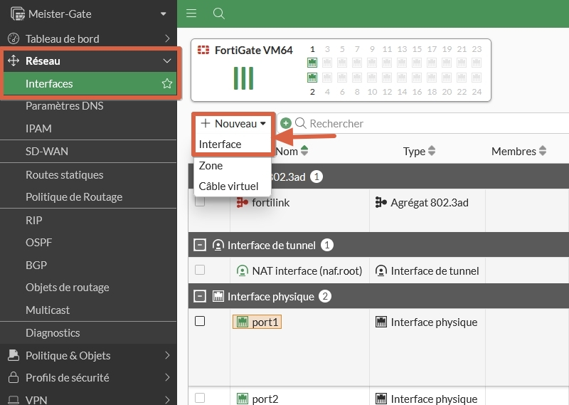 Pare-feu FortiGate : configurer une interface VLAN