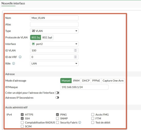 Pare-feu FortiGate : configurer une interface VLAN