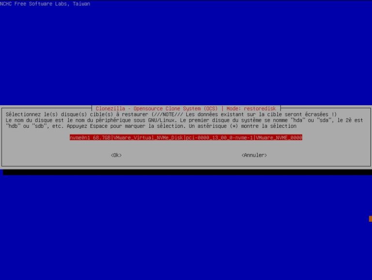 Clonezilla : restaurer une image disque de son PC