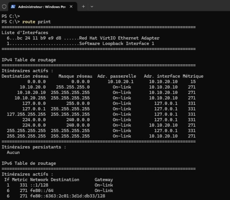 Windows : ajouter une route statique avec route add