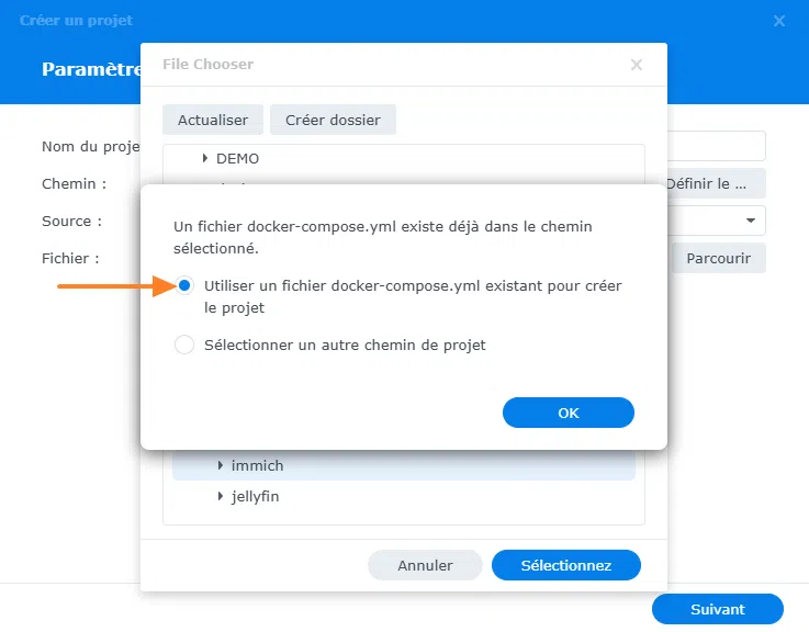 NAS Synology : installer immich avec Docker